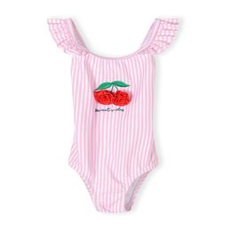 MINOTI Badeanzug M&auml;dchen Gr&ouml;&szlig;e 68/74 gr&uuml;n / hellpink / rot / wei&szlig;