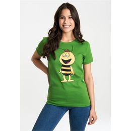 logoshirt Damen T-Shirt "Die Biene Maja - Willi", gr&uuml;n, Gr. XS, unifarben, 100% Baumwolle, Shirts, mit coolem Print