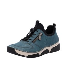Rieker Damen Slip-On Sneaker, Gr. 39, blau, Lederimitat, Textil, Schuhe, Schlupfschuh, Halbschuh, Freizeitsneaker, Gummizug, Schnellverschluss