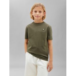 M&auml;dchen T-Shirt "MINI BADGE REGULAR T-SHIRT", gr&uuml;n, Gr. 12, Calvin Klein Jeans, unifarben, Single Jersey, Obermaterial: 100% Baumwolle, Shirts,