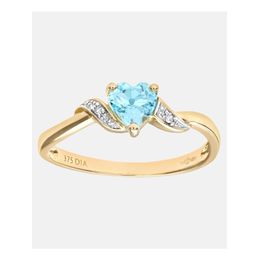 Diamant L'&eacute;ternel Ring aus 375 Gelbgold mit Diamant mit Topas Herz-Design | Gr.: 58