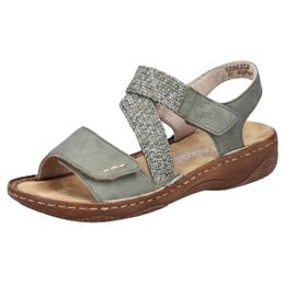 Rieker Damen Sandale, Gr. 40, gr&uuml;n, Bast, Nubuklederimitat, Schuhe, Sommerschuh, Riemchensandale, Sandalette mit Klettverschl&uuml;sse