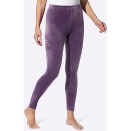 Damen Leggings, lila, Gr. 42, unifarben, 95% Polyester, 5% Elasthan, Hosen