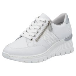 Rieker Damen Keilsneaker , Halbschuh, Freizeitschuh, Schn&uuml;rschuh, Sneaker mit Rei&szlig;verschluss silber 42