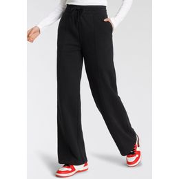 Kangaroos Damen Jogginghose, schwarz, Gr. 34, kontrastfarbene Details, unifarben, angeraute Sweatware, Obermaterial: 80% Baumwolle, 20% Polyester,