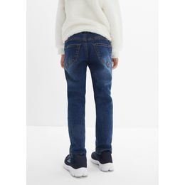 bonprix M&auml;dchen Thermojeans, blau, Gr. 128, Abriebeffekte, kontrastfarbene Details, unifarben, Denim/Jeans, Obermaterial: 82% Baumwolle, 17%