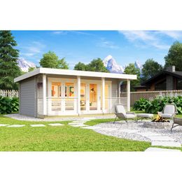 Nordic Holz Gartenhaus &raquo;LIVERPOOL 1&laquo; grau Massivholz Fu&szlig;boden im Gartenhaus, ohne Dacheindeckung