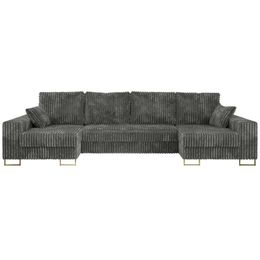 Wohnlandschaft mit Schlaffunktion Dorain grau Ma&szlig;e (cm): B: 312 H: 95 Sofas > Sofas nach Material > Stoffsofas &raquo; Sofa DE