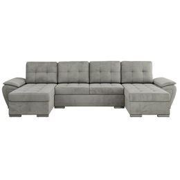 Wohnlandschaft mit Schlaffunktion Umbria grau Ma&szlig;e (cm): B: 336 H: 85 Sofas > Sofas nach Material > Stoffsofas &raquo; Sofa DE
