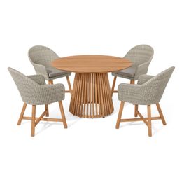 Tchibo - Teak-Dining-Set - 62x65,5x88,5cm - hellgrau -