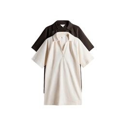 The Set Poloshirt Damen Gr&ouml;&szlig;e L/XL creme / dunkelbraun