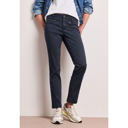 Street One Damen Stoffhose, blau, Gr. 44, unifarben, Web, 97% Baumwolle, 3% Elasthan, Hosen, aus Baumwolle mit Stretchanteil