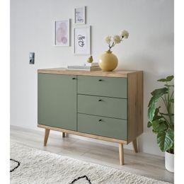 Home Affaire Sideboard &raquo;MAVAS&laquo; in moderner Trendfarbe, Griffe aus Metall (Schwarz), Breite 107 cm gr&uuml;n B/H/T: 107cm x 83cm x 40cm, 3 Stk., 1 Stk.