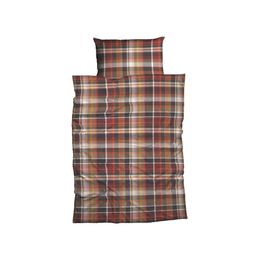 Traumschlaf Bettw&auml;sche Silan in braun rot | Gr.: 135 x 200 + 80 x 80 cm