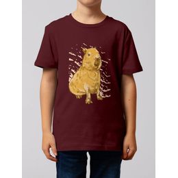 wat? Apparel T-Shirt Capybara in Weinrot | Gr.: 122/128