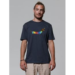 wat? Apparel T-Shirt Regenbogen Dackel in India Ink Grey | Gr.: 46