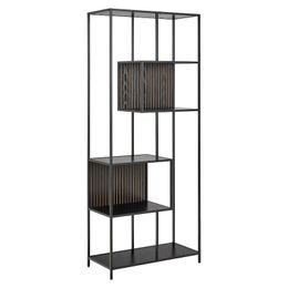 ACTONA GROUP B&uuml;cherregal &raquo;Seaford, Standregal, Regal, Raumteiler&laquo; 77x35x185 cm, schwarzer Stahlrahmen, 5 Regale, Wendemodul, Breite 77 cm Stahl B/H/T: