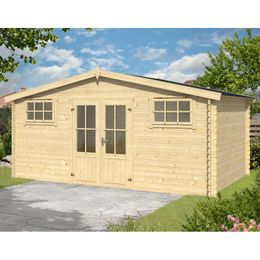 Lasita Maja Gartenhaus &raquo;Washington&laquo; Blockbohlenhaus 28mm beige Massivholz ohne Fu&szlig;boden, ohne Dacheindeckung
