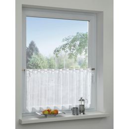 Gardine &raquo;Bistrogardine Voile Foilprint&laquo; Schlaufen 1 Stk. tlg. mit verdeckten Schlaufen wei&szlig; Polyester 45cm, Schlaufen, 140cm