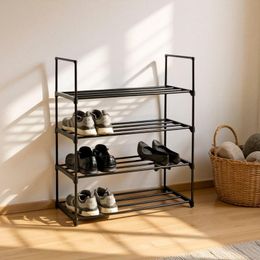 HAKU Schuhregal &raquo;Schuhaufbewahrung&laquo; rechteckig - aus Metall Schwarz - B/T/H 67/30/81 cm schwarz Kunststoff, Metall B/H/T: 67cm x 81cm x 30cm, offene 