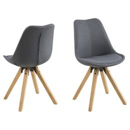 ACTONA GROUP Esszimmerstuhl &raquo;Dian&laquo; (Set) 2 Stk.Organisch geformter Sitz mit Kissen. Beine aus Massivholz Gummibaum grau 100% Polyester B/H/T: 48,5cm x