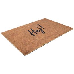 PRIMAflor-Ideen in Textil Fu&szlig;matte &raquo;Schmutzfangmatte COUNTRY, Hey&laquo; rechteckig 7 mm H&ouml;he Schmutzfangmatte, Kokos-Optik, mit Spruch, rutschhemmend, 