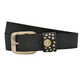 AnnaMatoni Damen Lederg&uuml;rtel "AnnaMatoni AnnaMatoni Damen Lederg&uuml;rtel mit goldfarbener", schwarz, Gr. 80, 100% Leder, G&uuml;rtel