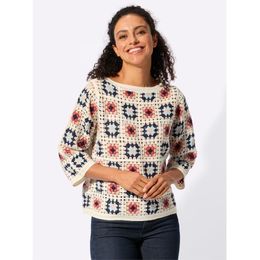 WITT WEIDEN Pullover in ecru-koralle-gemustert | Gr.: 48-50