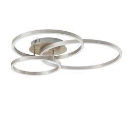 Trio LED Deckenleuchte Nickel 3 Ringe silber Ma&szlig;e (cm): B: 78 H: 11,5 &raquo; H&ouml;ffner