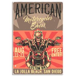Artland Wandbild &raquo;Totenkopf Motorradfahrer San Diego&laquo; 1 Stk. tlg. als Alubild, Leinwandbild, Poster, Wandaufkleber in verschied. Gr&ouml;&szlig;en bunt B/H/T: 90cm x 