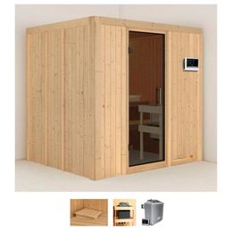 Karibu Sauna &raquo;Sodin&laquo; Set, Ofen 9 KW externe Strg easy beige Saunaofen, externe Steuerung, 9 kW
