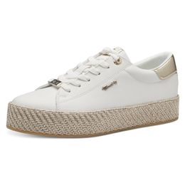 Tamaris Damen Plateausneaker, Gr. 40, gold, Lederimitat, gl&auml;nzend, unifarben mit Farbeinsatz, Schuhe, Freizeitschuh, Halbschuh, Schn&uuml;rschuh mit