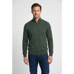 Fynch-Hatton Herren Troyer, gr&uuml;n, Gr. M, unifarben, Obermaterial: 100% Baumwolle, Pullover, mit Rei&szlig;verschluss, Regular Fit, unifarben, mit