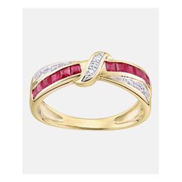 Diamant L'&eacute;ternel Ring aus 375 Gelbgold mit Diamant mit Rubin | Gr.: 50