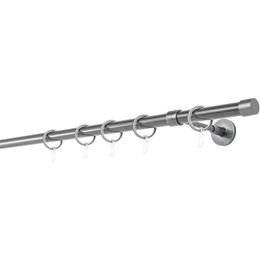 mydeco Gardinenstange &raquo;20mm Cap Wandtr&auml;ger 14 cm&laquo; 1 l&auml;ufig-l&auml;ufig Fixma&szlig; grau Aluminium B/L: 340cm, 1 l&auml;ufig