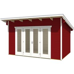 Skan Holz Gartenhaus &raquo;Ostende 2&laquo; rot Holzwerkstoff Fu&szlig;boden im Gartenhaus