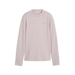 Puma Damen T-Shirt "HER Slim Geripptes Langarmshirt Damen", rosa, Gr. L, clean, Obermaterial: 62% Polyester, 4% Elasthan, 34% Baumwolle, Shirts