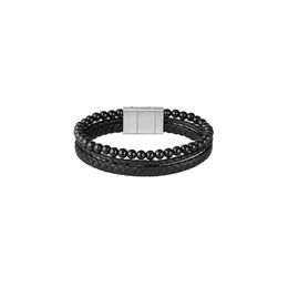 BOSS BOSS Lederarmband &raquo;SPHERE MIXED&laquo; mit Onyx oder Tigerauge schwarz 19cm, Edelstahl Leder
