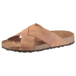 MAN'S WORLD MAN'S WORLD Herren Pantolette, Gr. 44, braun, Lederimitat, Schuhe, Sommerschuh, Strandschuh, Hausschuh mit Fu&szlig;bett