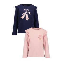 Blue Seven M&auml;dchen Langarmshirt, bunt, Gr. 128, bedruckt, unifarben, Single Jersey, Obermaterial: 100% Baumwolle, Shirts, Baumwolle