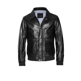 Bugatti Herren Lederjacke "BUSAVINO", schwarz, Gr. 60, uni, Obermaterial: 100% Lammleder LEL., Jacken, mit klassischem Umlegekragen