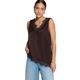Zero Damen Satinbluse "Damen mit Spitzeneinsatz", braun, Gr. 36, Satin, Obermaterial: 100% Polyester, Blusen