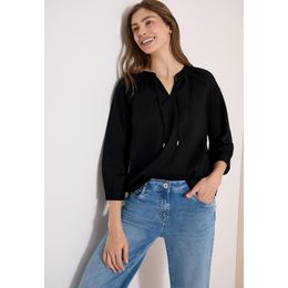 Cecil Damen Klassische Bluse, schwarz, Gr. S, unifarben, Web, 100% Baumwolle, Blusen, aus reiner Baumwolle