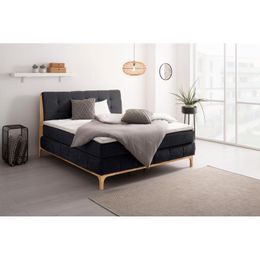 OTTO home Boxspringbett &raquo;Jelle&laquo; 5 Stk. tlg. zertifizierte, recycelte Bezugsstoffe, verschiedene Ausf&uuml;hrungen schwarz Polyester Struktur (recyceltes 