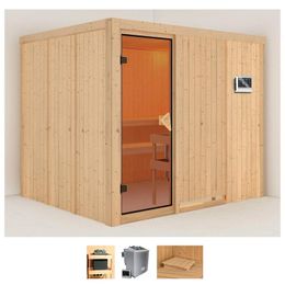 Karibu Sauna &raquo;Gitte&laquo; Set, Ofen 9 kW Bio externe Strg easy beige Bio-Kombiofen, externe Steuerung, 9 kW