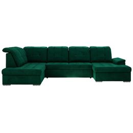 M&ouml;bel Kraft Wohnlandschaft mit Schlaffunktion Madrito gr&uuml;n Ma&szlig;e (cm): B: 323 H: 89 &raquo; M&ouml;bel Kraft