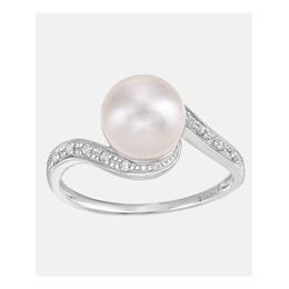 Diamant L'&eacute;ternel Ring aus 375 Wei&szlig;gold mit 0.06 Karat Diamant mit Perle | Gr.: 52