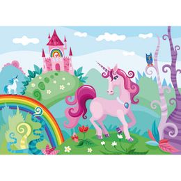 papermoon Fototapete &raquo;Kids purple Unicorn&laquo; matt bunt Vlies B/L: 2,5m x 1,8m