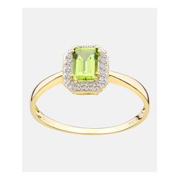 Diamant L'&eacute;ternel Cluster-Ring aus 375 Gelbgold mit Diamant mit Peridot | Gr.: 52