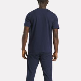 Reebok Herren T-Shirt "CODY SMALL LOGO CREW NECK SS TEE"vector navy, Gr. L, Obermaterial: 100% Baumwolle, Shirts, mit Rundhalsausschnitt, Kurzarm,